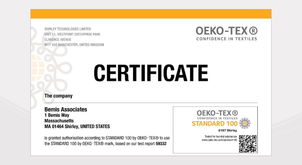 Bemis Renews STANDARD 100 by OEKO-TEX® Certification - Bemis Associates ...